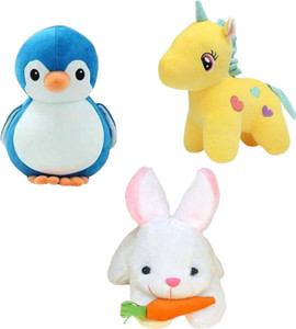 Toyhaven Cute and lovely soft toy set of 3 for kids ( Penguin, Unicorn ...
