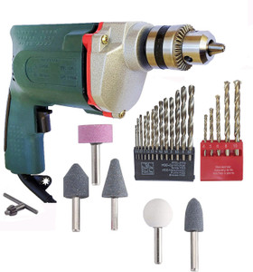 DUMDAAR Heavy duty 10MM Electric drill machine 350W with 13pc HSS 5pc ...