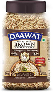 Daawat Brown, 1kg Jar Brown Basmati Rice (Full Grain, Boiled) Price in ...