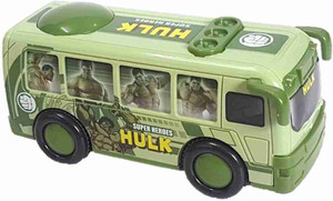 QBIC Push-and-Go Friction Powered Superhero Hulk Minibus for 3+ Years ...