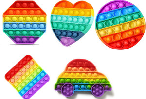 IJARP Multicolor Set of 5 Pop it Bubble Rainbow Round & Square Heart ...