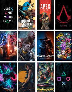 set of 12 game wall poster gaming poster for walls god of war apex gta ...