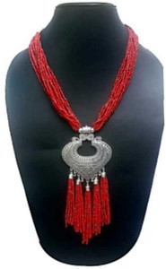 qto Beautiful Stylish Trending Paan Poth Beads Necklace Beads Silver ...