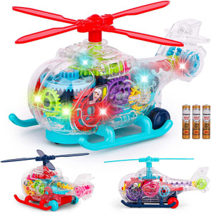 mega shine Battery Operated Transparent Gear Helicopter for Kids ...