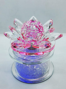 Skyble Feng Shui Vastu Glass Light Rotating Pink Crystal Lotus ...