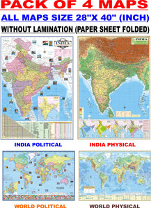 MAPS FOR UPSC (PACK OF 4) INDIA POLITICAL, INDIA PHYSICAL, WORLD ...