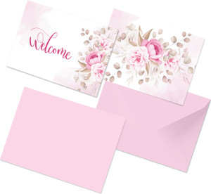 CLICKEDIN "Welcome" Mini Blank Cards with Designed Envelopes 6 x 4 Inch ...