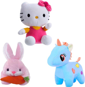 Toyhaven Special pack of 3 adorable plush toys / Hello Kitty, Rabbit ...