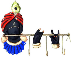 THE HANDICRAFTS STORE Lord Krishna Wrought Iron Key Holder (28 cm x 1 ...