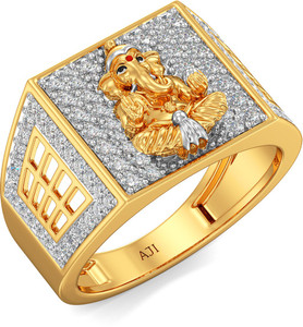Joyalukkas Beautiful Shree Ganesh Mens Diamond 18kt Yellow Gold ring ...
