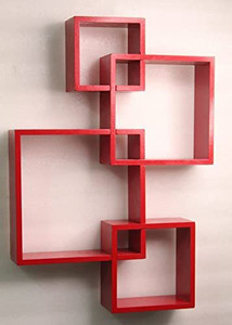 UNIQUE CRAFT HOUSE MDF Wall Mount Intersecting Wall Shelf (Set Of 4 ...