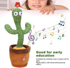 Pepino Dancing Cactus Talking Toy, Cute Face Big Eyes Cactus Plush Toy ...