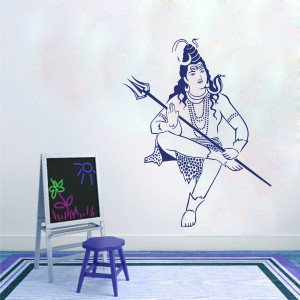 CRAFT STUDIO 46 cm mhadev ji_ shiva_ shiv ji blue wall sticker (46X58 ...