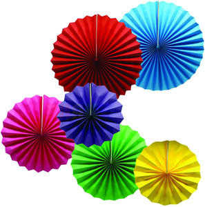 aarvicart Hanging Paper Fan Multi-color Paper Fans,Flowers Printed ...