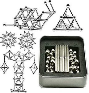 Primetan Silver Magnetic Sticks and Balls 36 Magnet Sticks and 27 ...