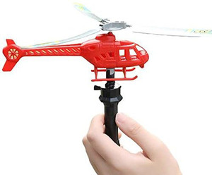Electro Cloud Plastic Hand Power Helicopter Toy Flying by Pull Rope Sky ...