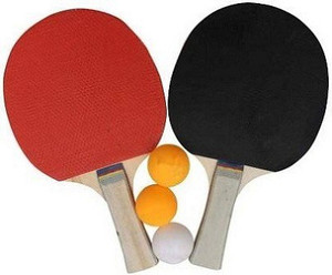 ENETLY Wooden Table Tennis Rackets 2 rackets and 3 balls Red, Black ...