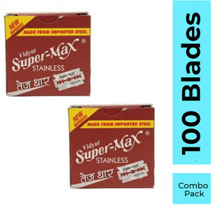 Super Max Stainless Steel Shaving Razor Blade Salon Pack - Price in ...