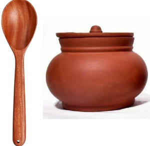 All Desi Clay Dahi Handi/Curd Pot With Lid 1 Spatula Handi 1 L Price in ...