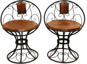 manzees Wood & Wrought Iron Decorative Mooda Chairs set of 2 Solid Wood ...