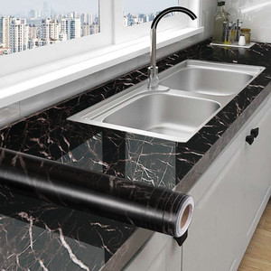 TGOPIT 200 cm Black Marble Contact Paper Counter Top Covers Peel and ...
