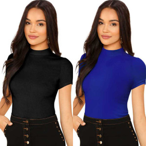 Dream Beauty Fashion Casual Solid Women Black, Blue Top - Buy Dream ...