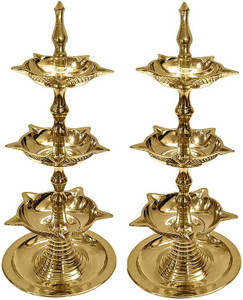 Satvik Brass 3 Step Kerala Diya Pack Of 2 Brass (Pack of 2) Table Diya ...