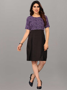 Maruti Clothing Women Fit and Flare Purple Knee Length Dress - Buy ...