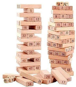 gthf SHNAVI Wooden Stacking Zenga Blocks Board Games 54 Pieces with ...