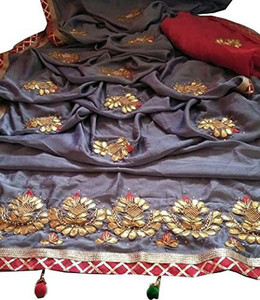 Buy balaji textiles Embellished Bollywood Art Silk Grey Sarees Online ...
