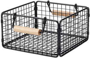 IKEA Steel Wire basket with handles, black22x22x12 cm Storage Basket ...