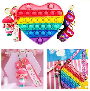 CrazyBuy Pop Purse Fidget Toys, Heart-Shaped Popit Bag, Popit Purse for ...