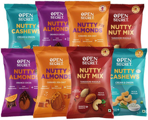 OPEN SECRET Mini Nuts Roasted Almonds, Cream & Onion Cashew, Tandoori ...