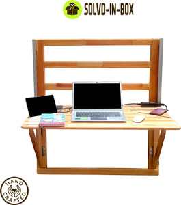 Solvd-in-box Pinewood Height Adjustable Sit and Stand Desk Folding Wall ...