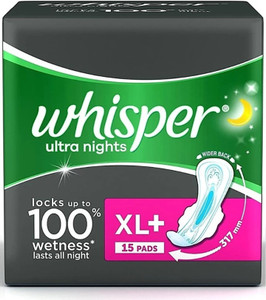 Whisper Ultra Night Sanitary Pads, XL+ 15 Sanitary Pads (Pack of 15 ...