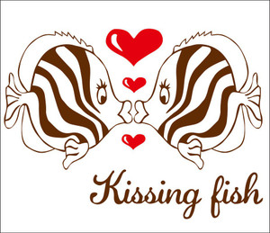 nirmal décor 91 cm Kissing Fish Mural Decal Cute Quotes Wall Stickers ...