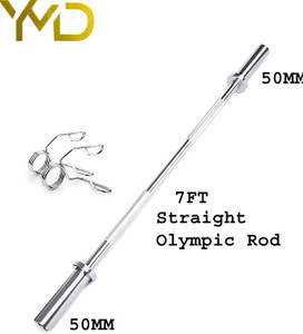 YMD 7 Feet Straight Olympic Barbell Rod (30 mm Internal Dia & 50mm ...