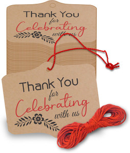 Wonder Hub Pack of 50 Thank You Gift Tags Kraft Paper Hang Tags with ...