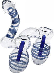 GREENS 5 Inch Dual Bubbler Giraffe Neck Shaped Blue Smoking Glass Beer ...