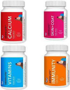 Drools Drools Absolute Calcium, Vitamin, Skin+Coat, Immunity Tablets ...
