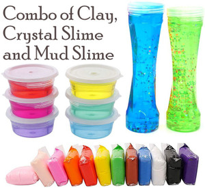 HighBoy 20 pcs Combo of 12 Pcs Air Dry Clay, 6 Crystal Slime & 2 Bottle ...