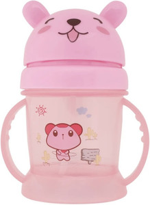 anuha Baby Cute Cat Sipper cup with Straw and Handle Pink - 300 ml ...