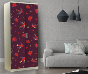 digital print world 213.36 cm Almirah Sticker Extra Large Floral Design ...