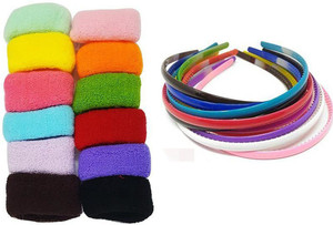 aikagroup 12 COLORFUL HAIR BANDS & 12 COLORFUL HAIR RUBBERS COMBO ...