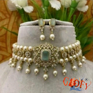 Ridhi Sidhi Collection Brass Gold-plated Green Jewellery Set Price in ...