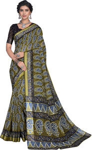 Buy sareela Printed Banarasi Viscose Rayon, Cotton Silk Green Sarees ...