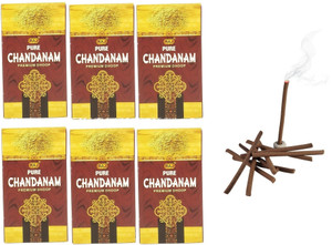 RAJ Box Pack of 6 (10 Sticks Each Box) Pure Chandan Incense Premium Dry ...