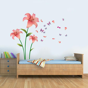 Sahaj Décor 91 cm Beautiful Lovely Lily Flowers Butterfly Flower Vines ...