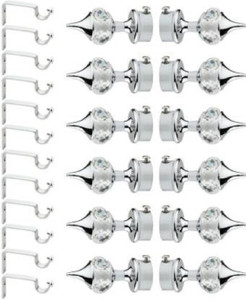 LERICON Silver Curtain Rods, Rod Rail Bracket, Curtain Hooks Metal ...