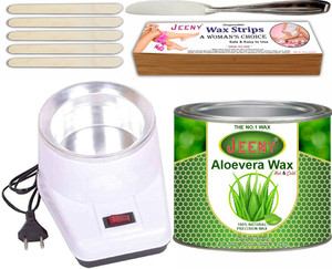 Jeeny Hot & Cold Aloevera Wax 600g + Waxing Strips + 5 Sticks + Wax ...